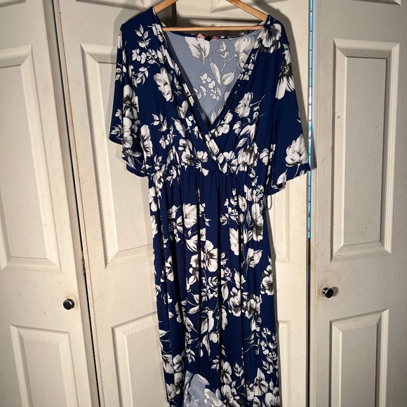East Adeline | Dresses | East Adeline Blue Dress With White Floral ...